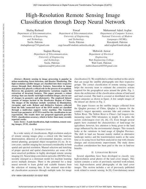 Pdf High Resolution Remote Sensing Image Classification Through Deep Neural Network