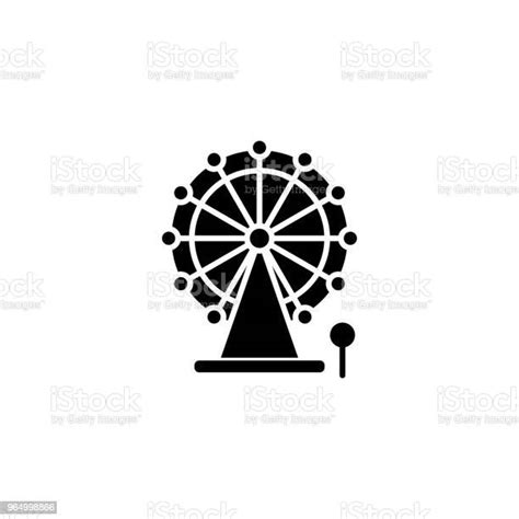 Notion Dicône Noire Roue De Ferris Symbole Vecteur Plat Grande Roue