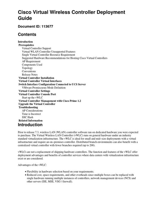 Cisco Virutal Wireless Lan Controller Deployment Guide Pdf Wireless Lan Virtualization