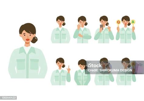 공장 노동자 유니폼을 입은 여성 공장 노동자 여자 만화 캐릭터 헤드 컬렉션 세트 사람들은 프로필 아바타와 아이콘에 직면합니다
