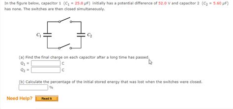 Solved In The Figure Below Capacitor In The Figure Chegg