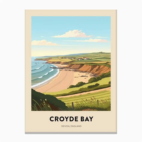 Devon Vintage Travel Poster Croyde Bay Canvas Print By Travel Poster