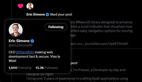 Stackblitz Ceo Supports Reactjs Library Prasad Katkade Posted On The