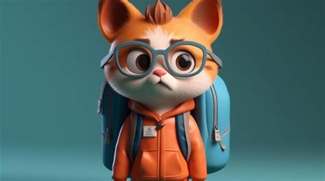 Premium Ai Image A Cartoon Character With Glasses And A Backpack