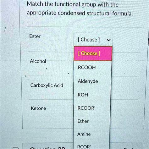 Solved Match The Functional Group With The Appropriate Condensed
