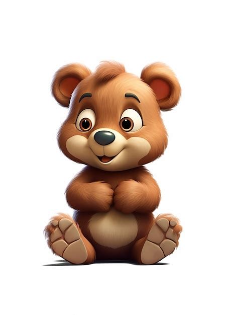 Premium Photo Cute Bear With A Big Belly Sits On A White Background Illustration Animation Style