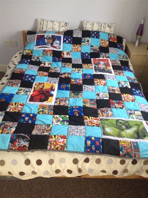 Marvel 55 X 80 Misc Comic Fabric Patchwork Quilt With Panels