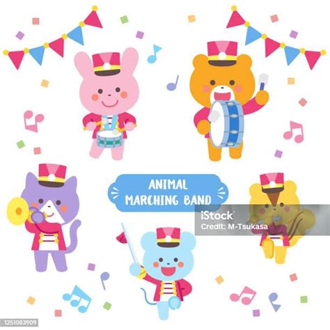 Animal Marching Band Character Set Stock Illustration Download Image