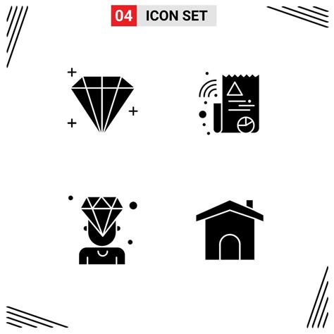 User Interface Pack Of Basic Solid Glyphs Of Diamond Membership Digital Business Construction