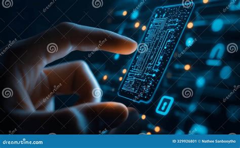 Hand Interacting With Digital Circuit Interface Stock Illustration Illustration Of Touchscreen