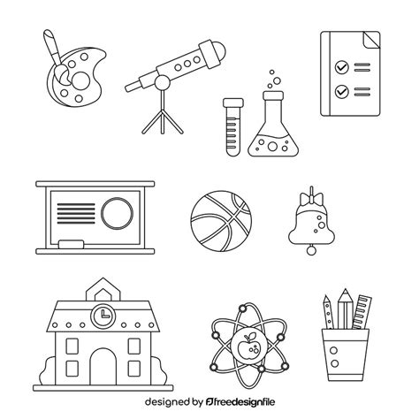 Classroom Icons Set Black And White Vector Free Download