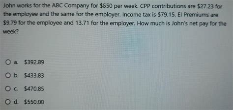Solved John Works For The Abc Company For Per Week Cpp Chegg
