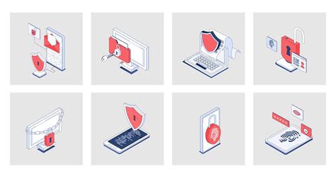 Cyber Security Isometric Icons Set Objects Ft 3d And Isometry Envato Elements