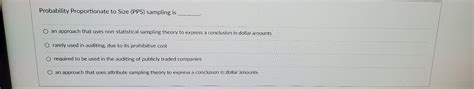 Solved Probability Proportionate To Size PPS Sampling Is Chegg Com