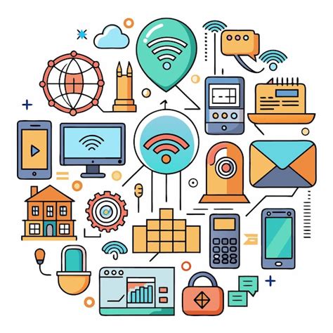 무선 통신의 주요 구성 요소와 기술에 대한 이해 프리미엄 벡터
