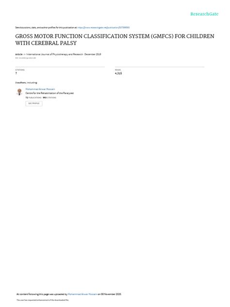 Gross Motor Function Classification System Gmfcs F Pdf Cerebral Palsy Physical Therapy