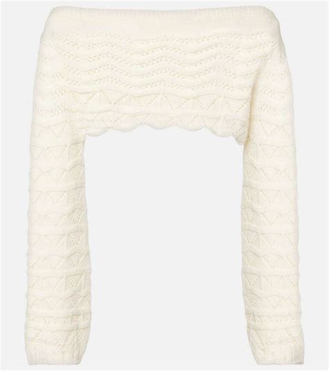 Bananhot Helena Striped Crochet Crop Top White Editorialist