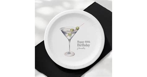Martini Cocktail 60th Birthday Party Paper Plates Zazzle