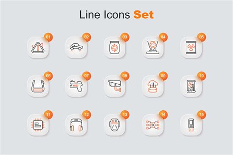 라인 Usb 플래시 드라이브 신경망 인공 지능 로봇 헤드폰 프로세서 Cpu 극저온 캡슐 네트워크 클라우드 연결 및 보안 카메라 아이콘을 설정합니다 벡터 Cpu에 대한 스톡