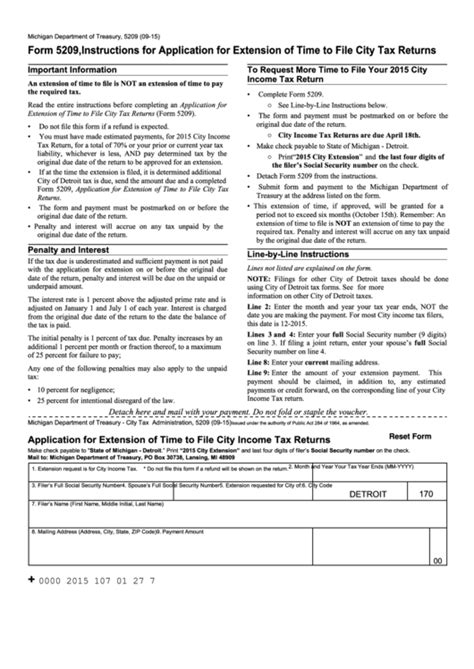 Form 5209 Instructions For Application For Extension Of Time To File