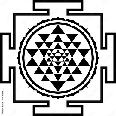 Black And White Shri Yantra Stock Vector Adobe Stock