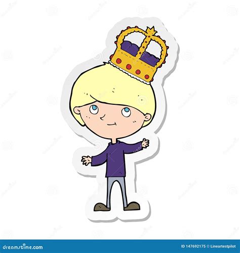 Sticker Of A Cartoon Person Wearing Crown Stock Vector Illustration