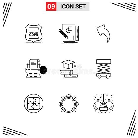 9 User Interface Outline Pack Of Modern Signs And Symbols Of Books