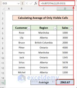How To Average Only Visible Cells In Excel Quick Methods
