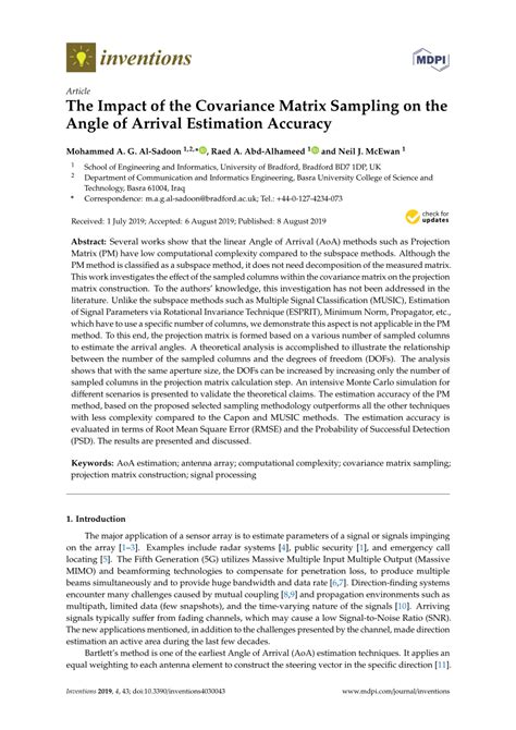 Pdf The Impact Of The Covariance Matrix Sampling On The Angle Of Arrival Estimation Accuracy