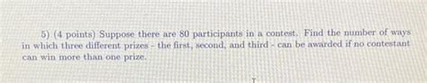 solved 5 4 points suppose there are 80 participants in a