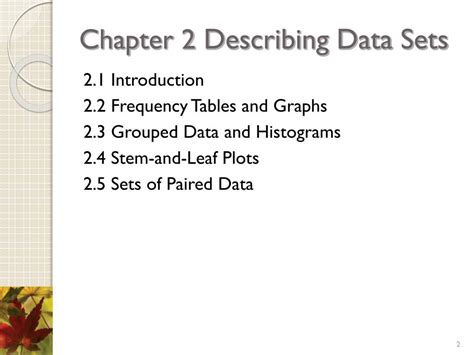 Ppt Chapter 2 Describing Data Sets Powerpoint Presentation Free Download Id3807743