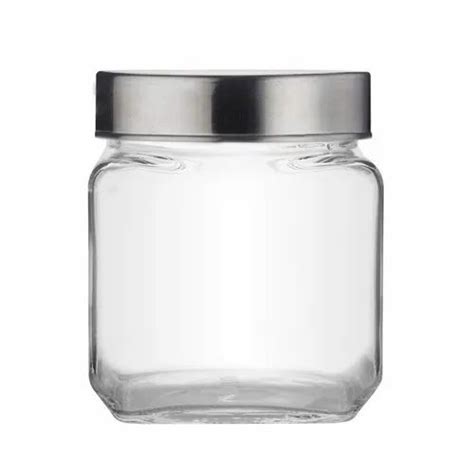 Croco Square Shape Storage Glass Jar 600 Ml Dry Fruit Kitchen