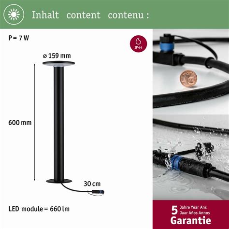 Paulmann 94723 Plug And Shine Led Pollerleuchte Plate Einzelleuchte Ip44