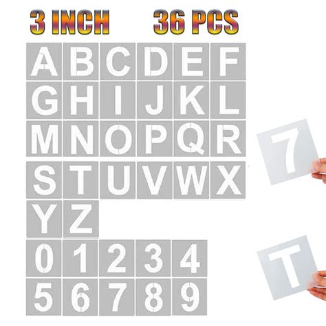 Buy 3 Inch Letter Stencils And Numbers 36 Pcs Alphabet Art Craft