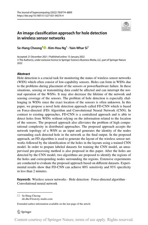 An Image Classification Approach For Hole Detection In Wireless Sensor Networks Request Pdf