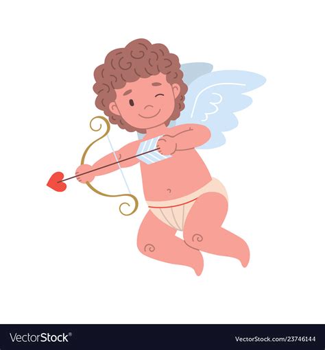 Cupid Character Shooting An Arrow Of Love Vector Image
