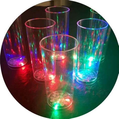 10 Vasos Trago Largo Luminosos Luz Led Fiestas 15 Años COTILLON MUNDOMEMUS