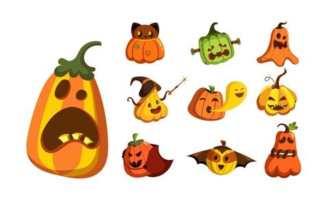 Premium Vector Halloween Pumpkin Cartoon Vector Collection