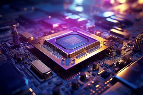 Electronic Circuit Board With Processor Stock Illustration
