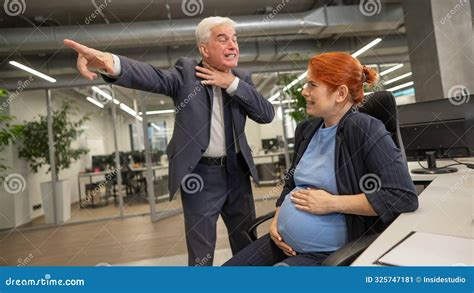 Boss Fires Pregnant Subordinate Woman From Work Stock Image Image Of