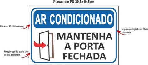 2 Placas Sinalização Ar Condicionado Manter A Porta Fechada Mebuscar