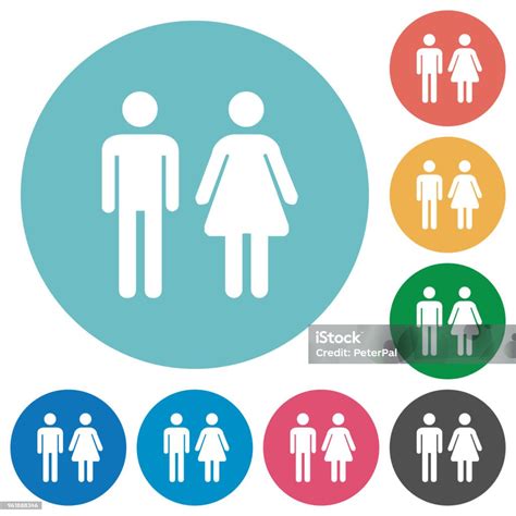 Männliche Und Weibliche Zeichen Flache Runde Symbole Stock Vektor Art