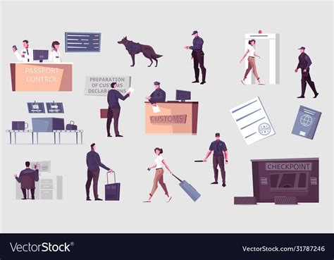 Customs Control Icon Set Royalty Free Vector Image