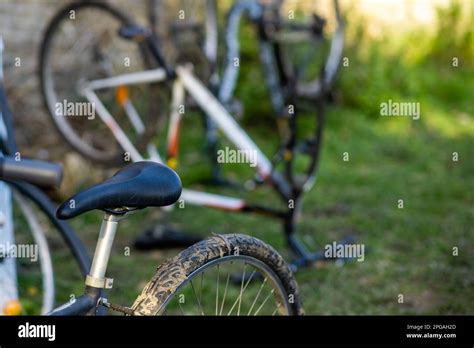 Bike Parts On Street Preparation Of Bike For Cycling Season Repair
