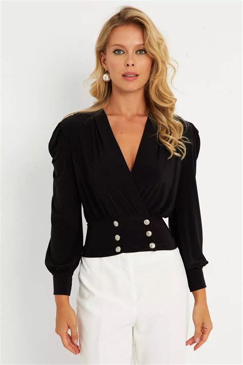 Buy Cool And Sexy Buttons Detail Wrapped Blouse 2025 Online Zalora