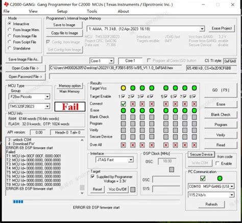 Tms320f28034 Fail To Program F28034 With C2000gang C2000