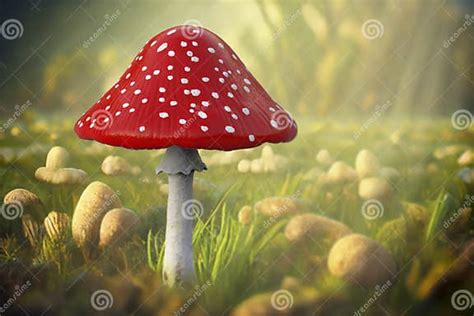 Fly Agaric Mushroom With Red Cap And White Dots Amanita Mushroom