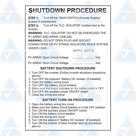 Battery Shutdown Procedure 190mm X 130mm Buy Now Safety Choice Australia