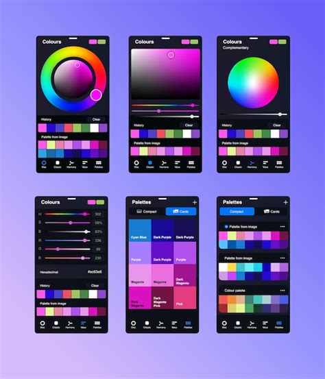 Premium Vector Set Of Color Settings Palettes Color Picker Color