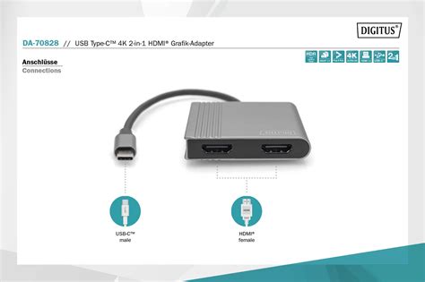 Digitus By Assmann Shop Usb Type C 4k 2 In 1 Hdmi Graphics Adapter